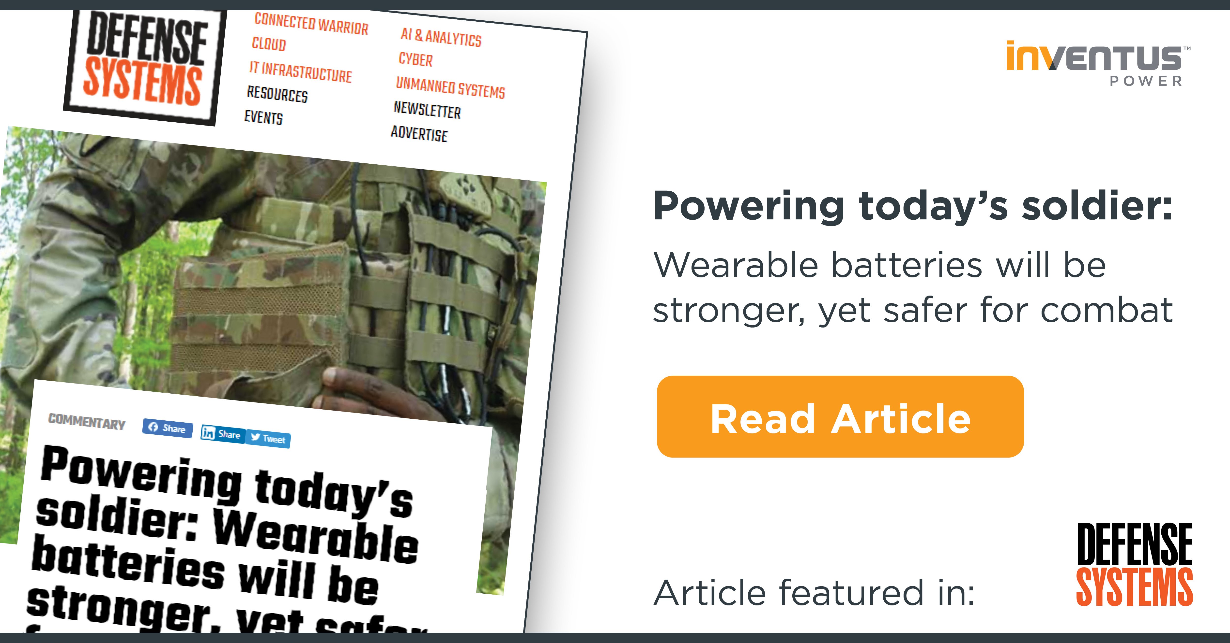 Powering today’s soldier: Wearable batteries will be stronger, yet ...